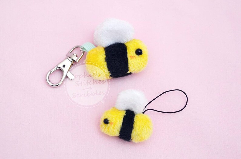 Bee Plush Keychains and Charms Stuffed Animal Accessory - Etsy