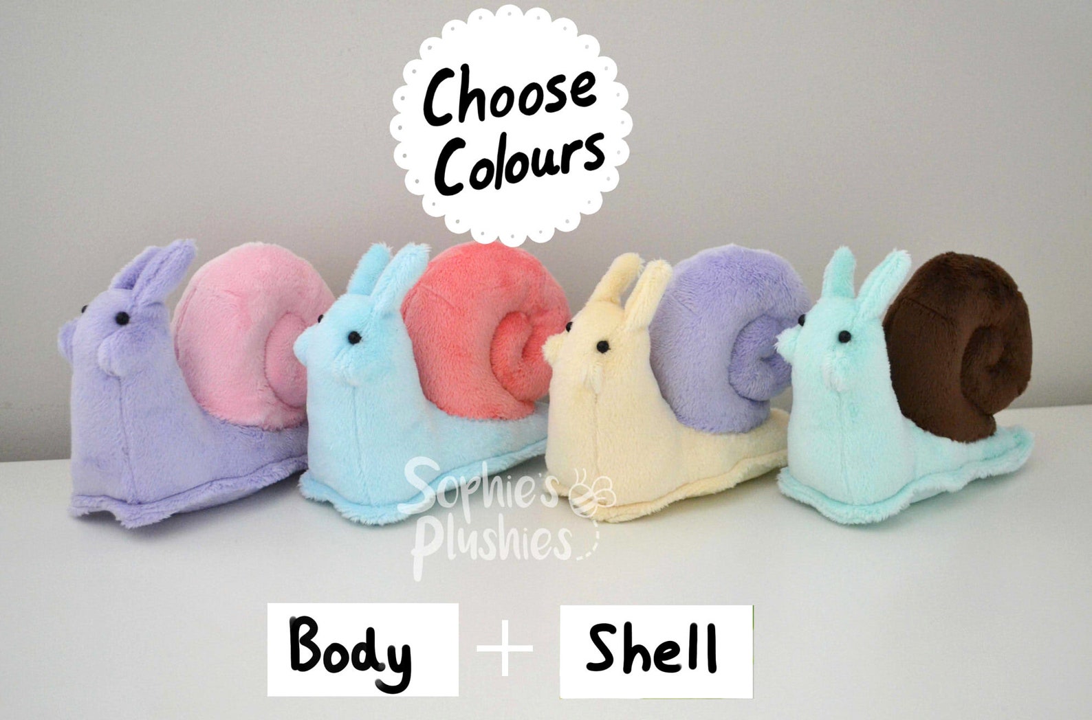 Custom Snail Plush Customisable Colours Stuffed Animal - Etsy