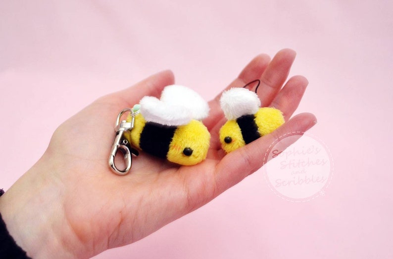Bee Plush Keychains and Charms Stuffed Animal Accessory | Etsy