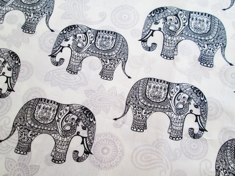 Elephant Fabric With Thai Elephant Asia India Elephant Art | Etsy