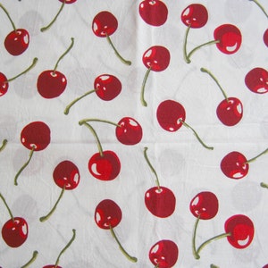 Juicy Red Cherry Fabric, White Fabric With Big Red Fresh Fruit, Baby ...