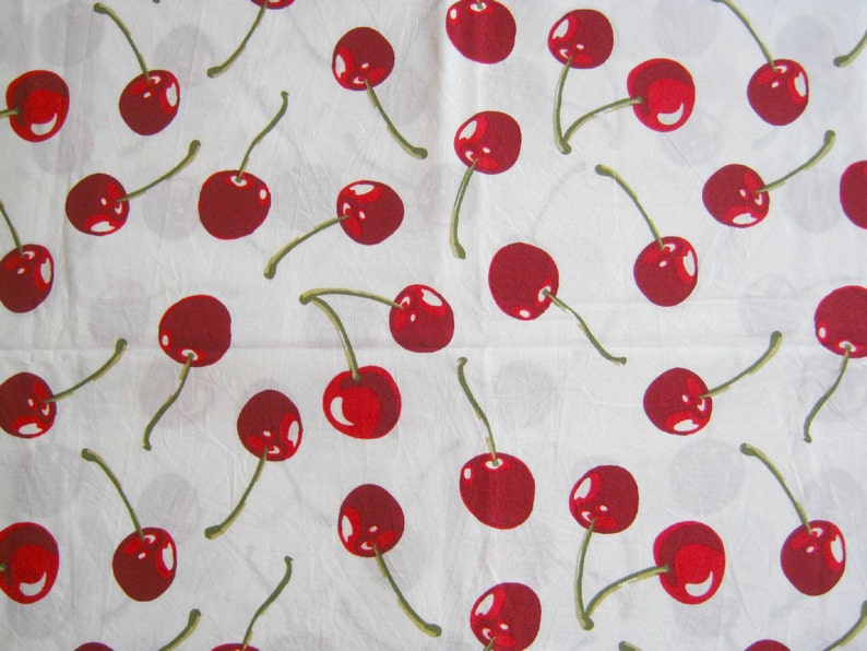 Juicy Red Cherry Fabric White Fabric With Big Red Fresh | Etsy