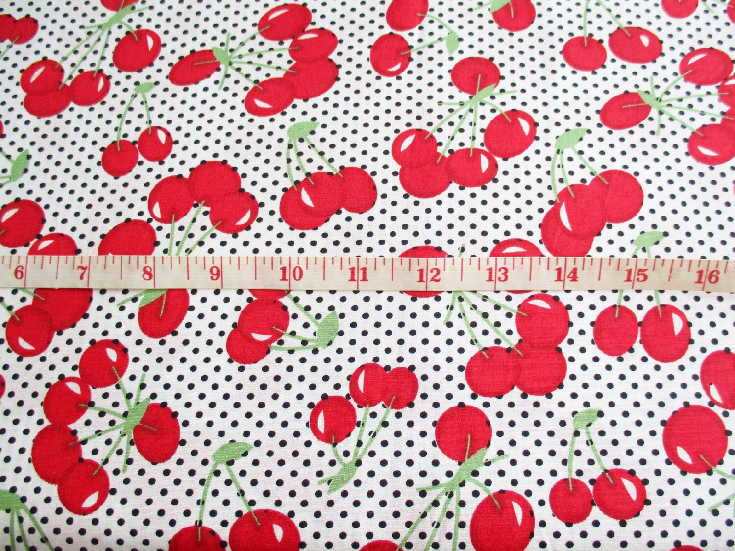 Juicy Red Cherry Fabric White Fabric With Red Fresh Fruit | Etsy
