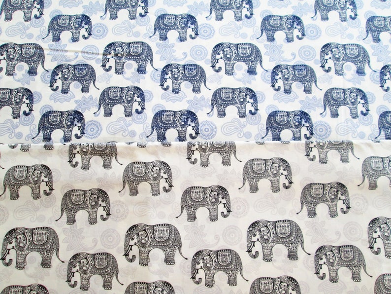 Elephant Fabric With Thai Elephant Asia India Elephant Art | Etsy