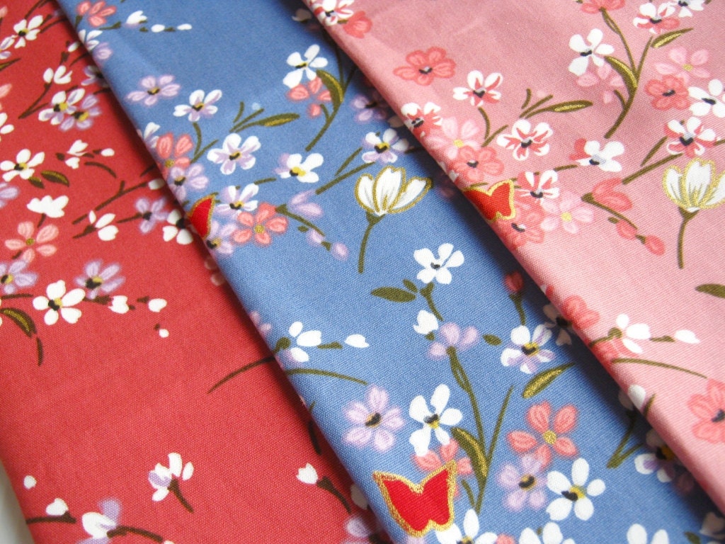 Japanese Kimono Cotton Fabric Lovely Pink White Blue Sweet | Etsy