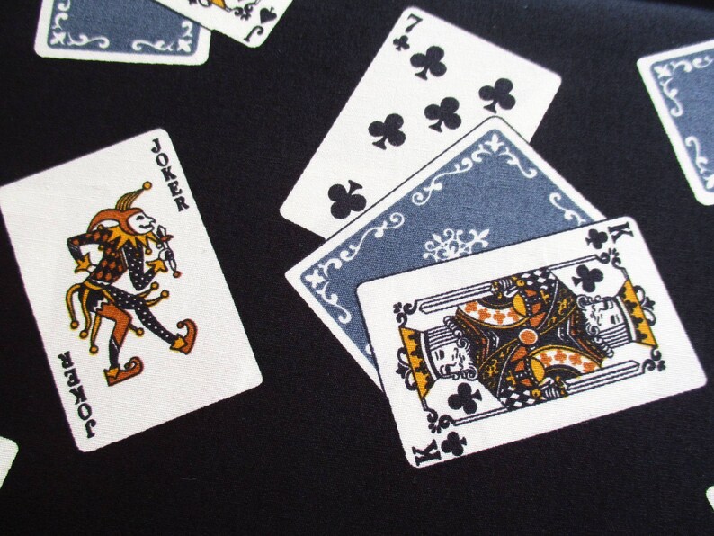 Play a Card Jack Queen King Black Cotton Fabric Solitaire | Etsy