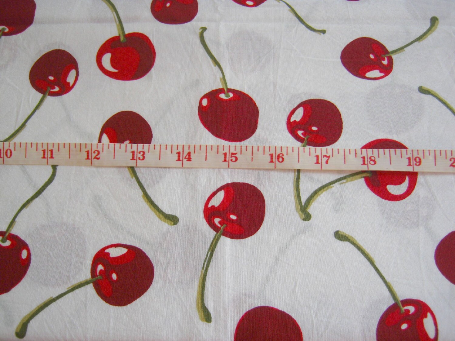 Juicy Red Cherry Fabric White Fabric With Big Red Fresh | Etsy