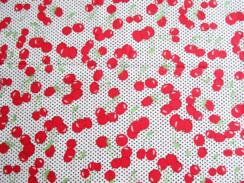 Juicy Red Cherry Fabric White Fabric With Red Fresh Fruit | Etsy