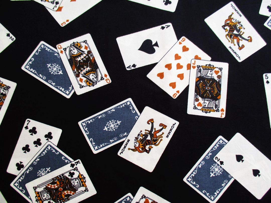 Play a Card, Jack Queen King, Black Cotton Fabric, Solitaire, Cushion ...