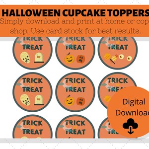 Halloween Cupcake Toppers Instant Download Halloween Party Cake ...