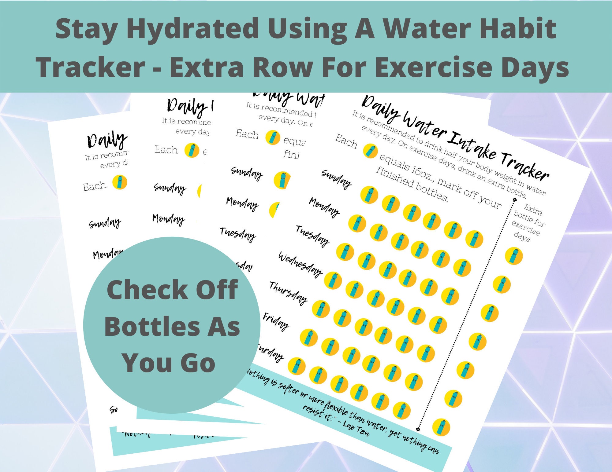 Instant Download Daily Water Intake Tracker for Hydration Chart for ...