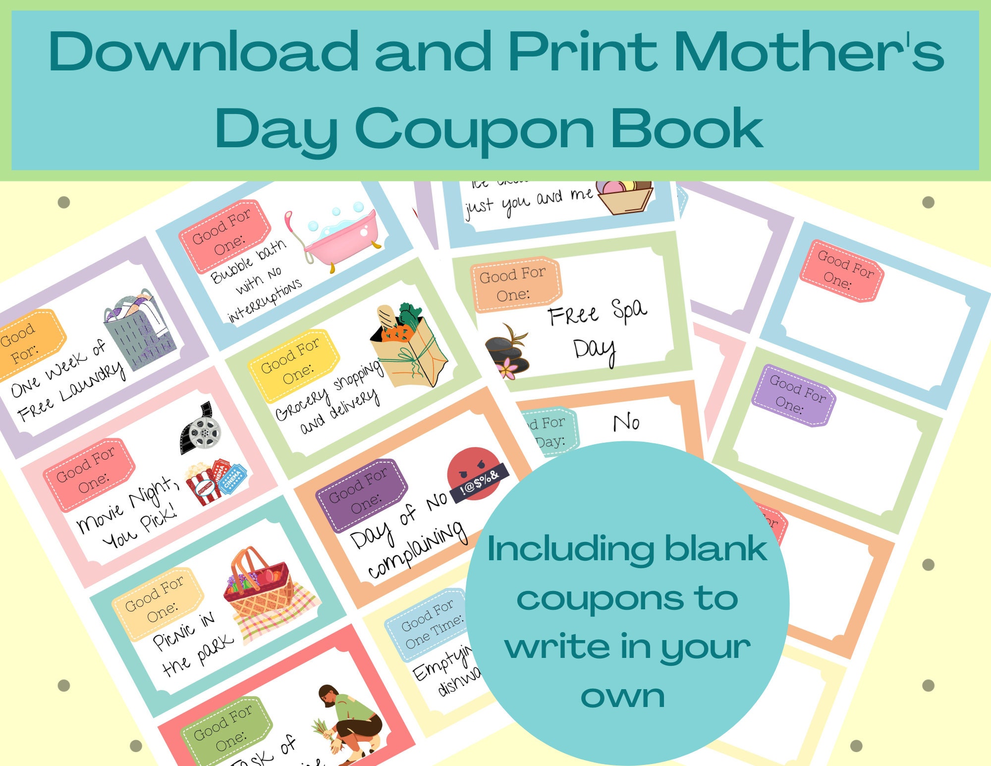 Instant Download Coupon Book for Mom Gift for Mom Printable Coupons for ...