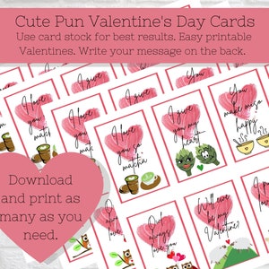 Instant Download Valentines Classroom Printable Valentine Cards Puns ...