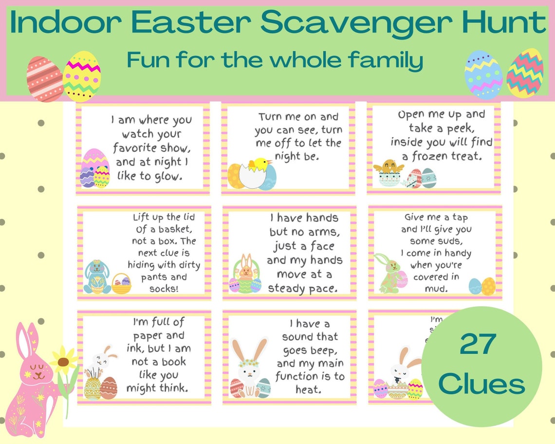 Easter Scavenger Hunt Instant Download Easter Treasure Hunt Party Game ...