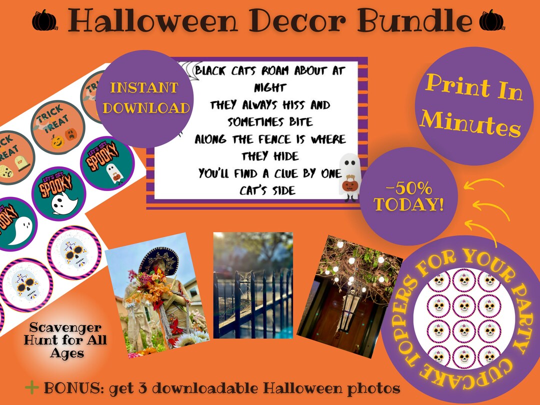 Instant Download Halloween Party Pack Halloween Decor Toppers Halloween ...
