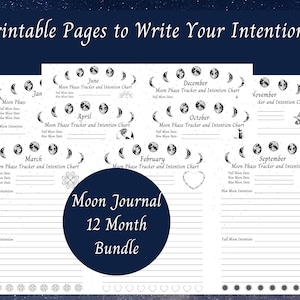 Instant Download Moon Chart Journaling Pages for Moon Phases 12 Month ...