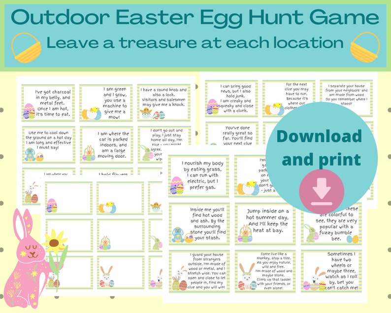 Outdoor Easter Scavenger Hunt Instant Download Treasure Hunt for Kids ...