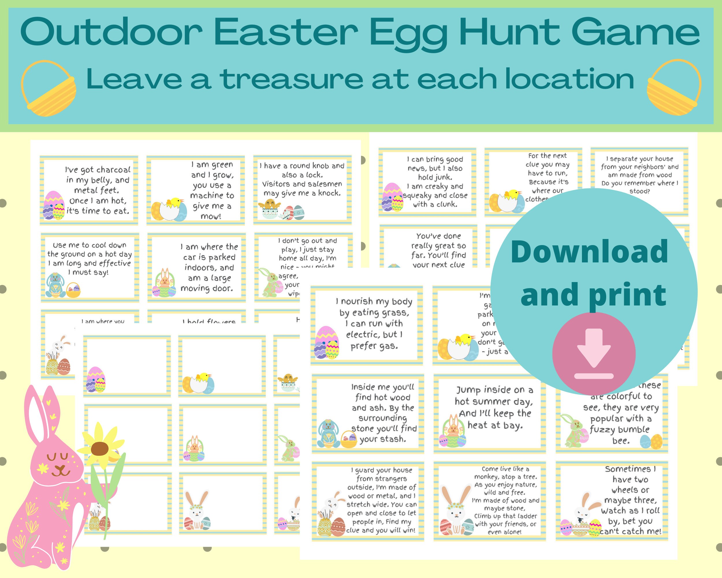 Outdoor Easter Scavenger Hunt Instant Download Treasure Hunt for Kids ...