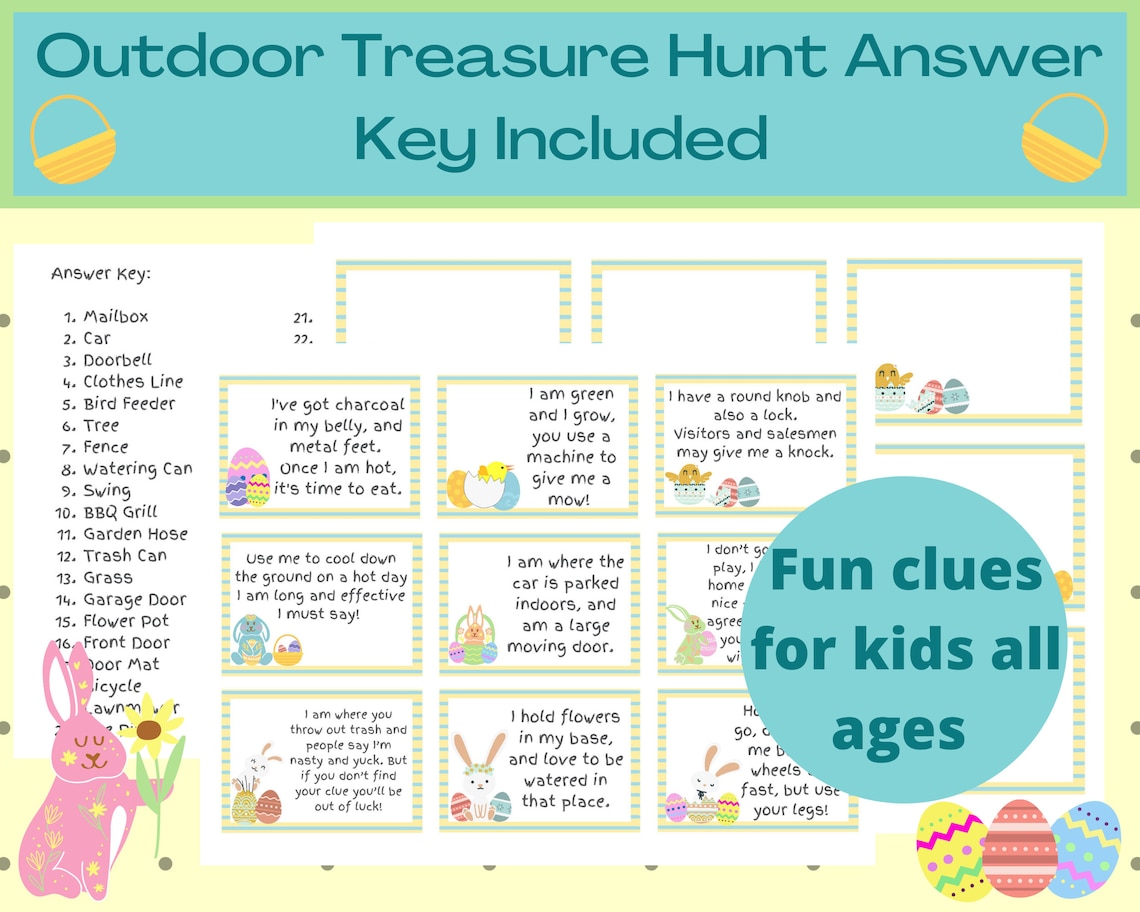 Outdoor Easter Scavenger Hunt Instant Download Treasure Hunt for Kids ...