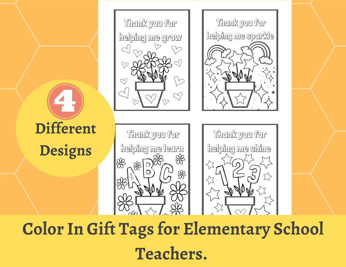 Instant Download Thank You Teacher Gift Tags Activity Elementary School ...