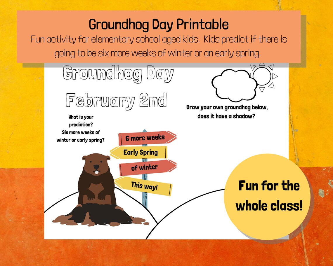 Groundhog Day Printable Instant Download and Print Groundhog Day ...