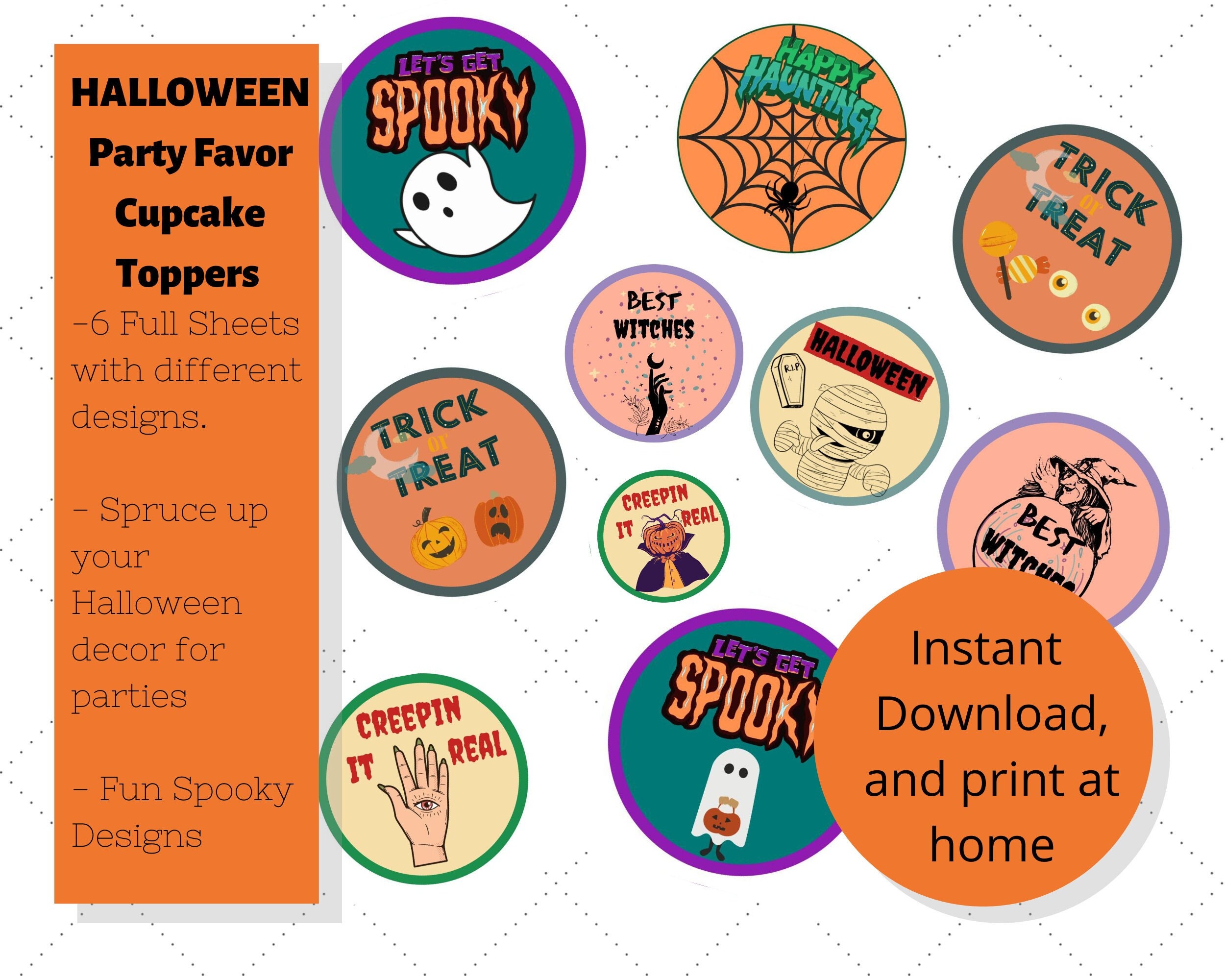 Halloween Cupcake Toppers Instant Download Halloween Party - Etsy