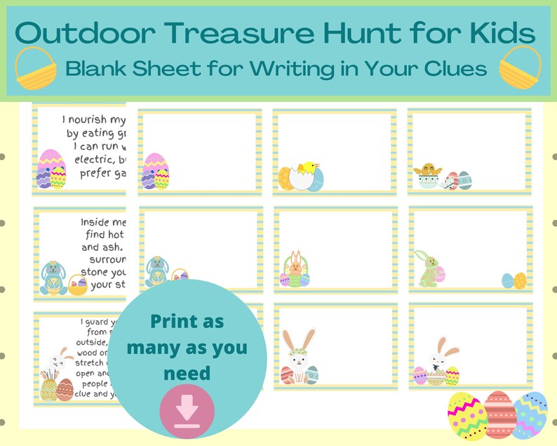 Outdoor Easter Scavenger Hunt Instant Download Treasure Hunt for Kids ...