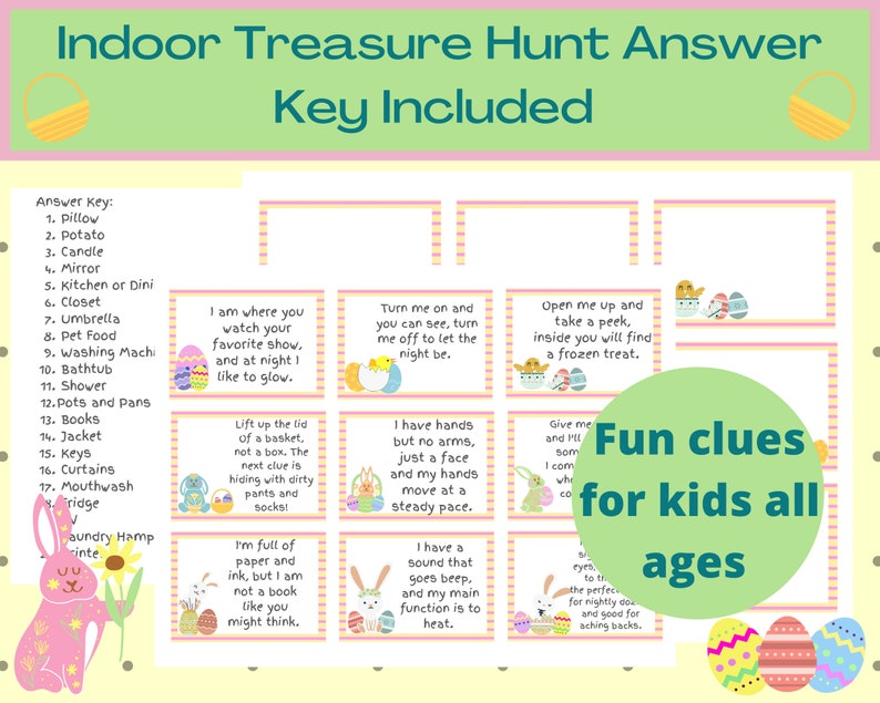 Easter Scavenger Hunt Instant Download Easter Treasure Hunt Party Game ...