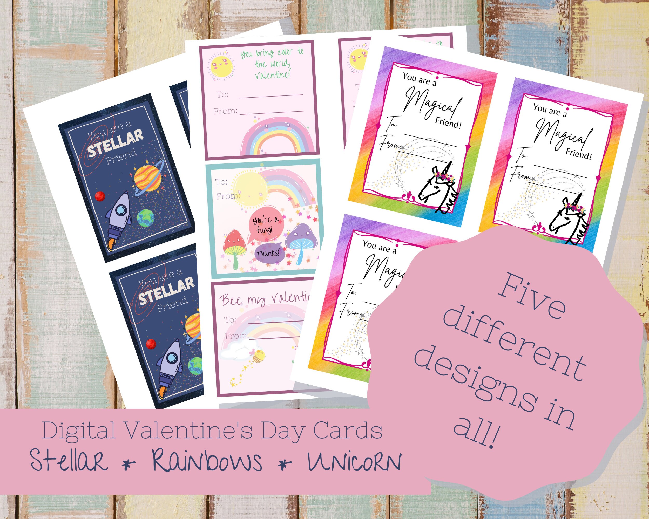 Kid's Valentines Cards for Classroom Valentines Day Cards Instant ...