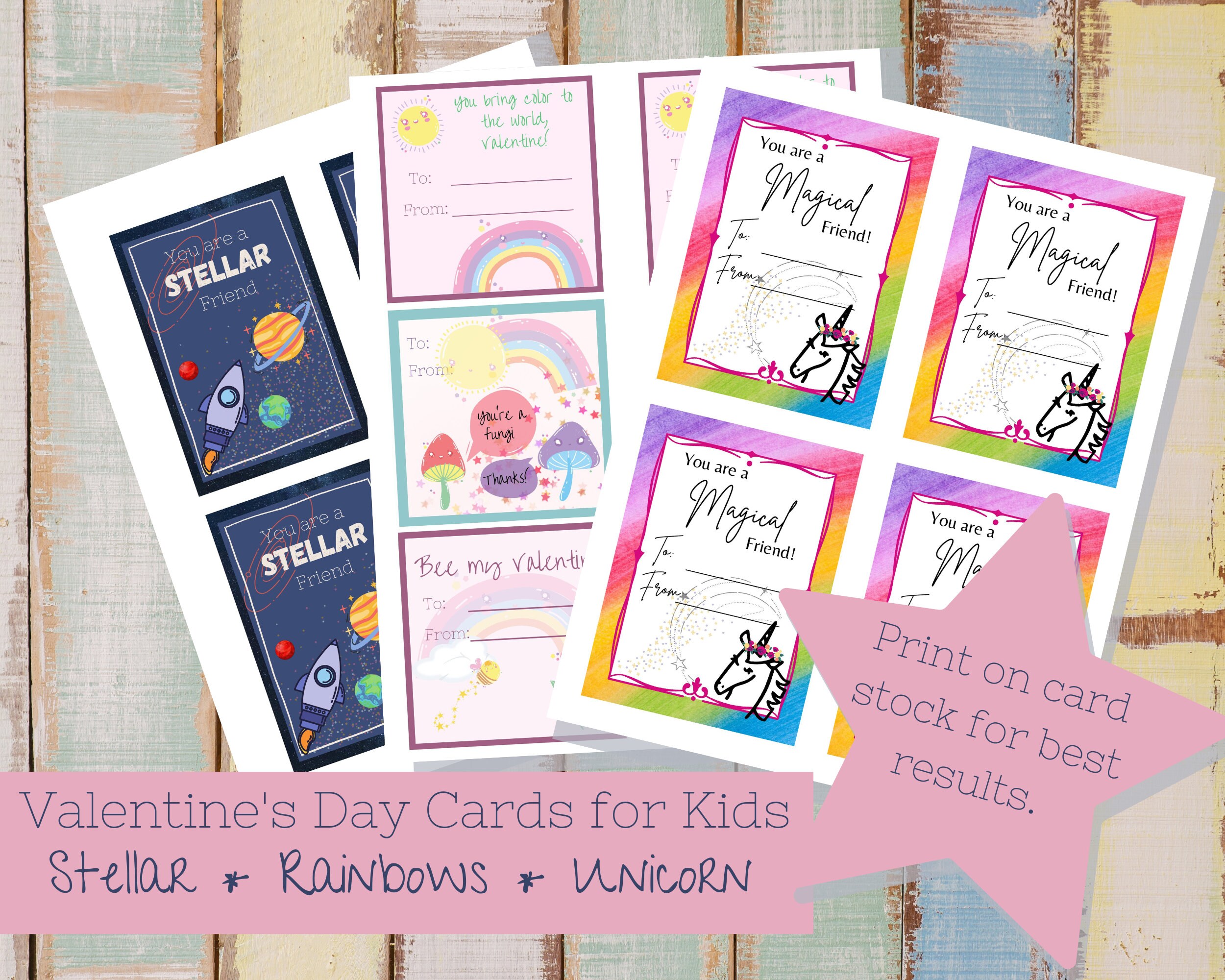 Kid's Valentines Cards for Classroom Valentines Day Cards Instant ...