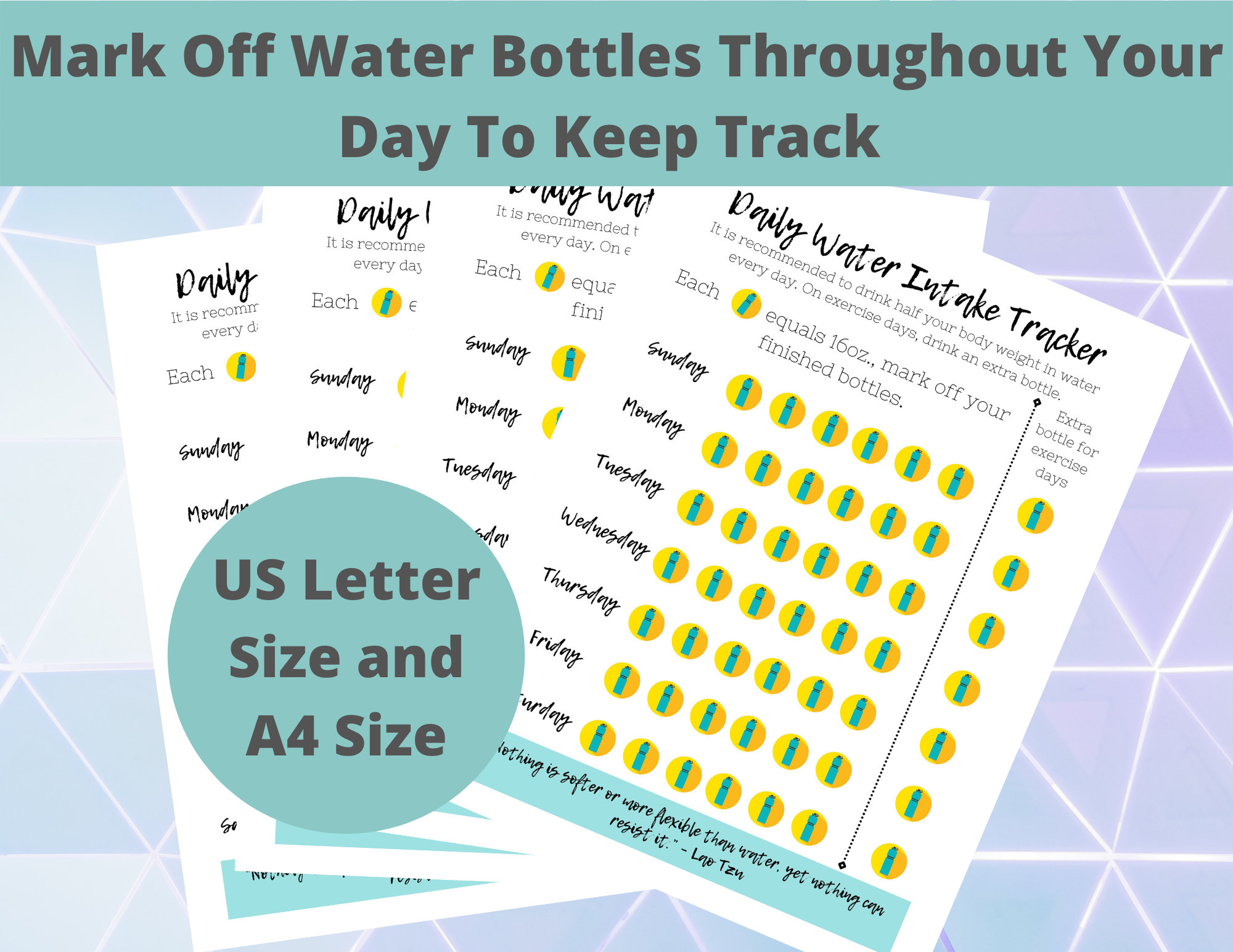 Instant Download Daily Water Intake Tracker for Hydration Chart for ...