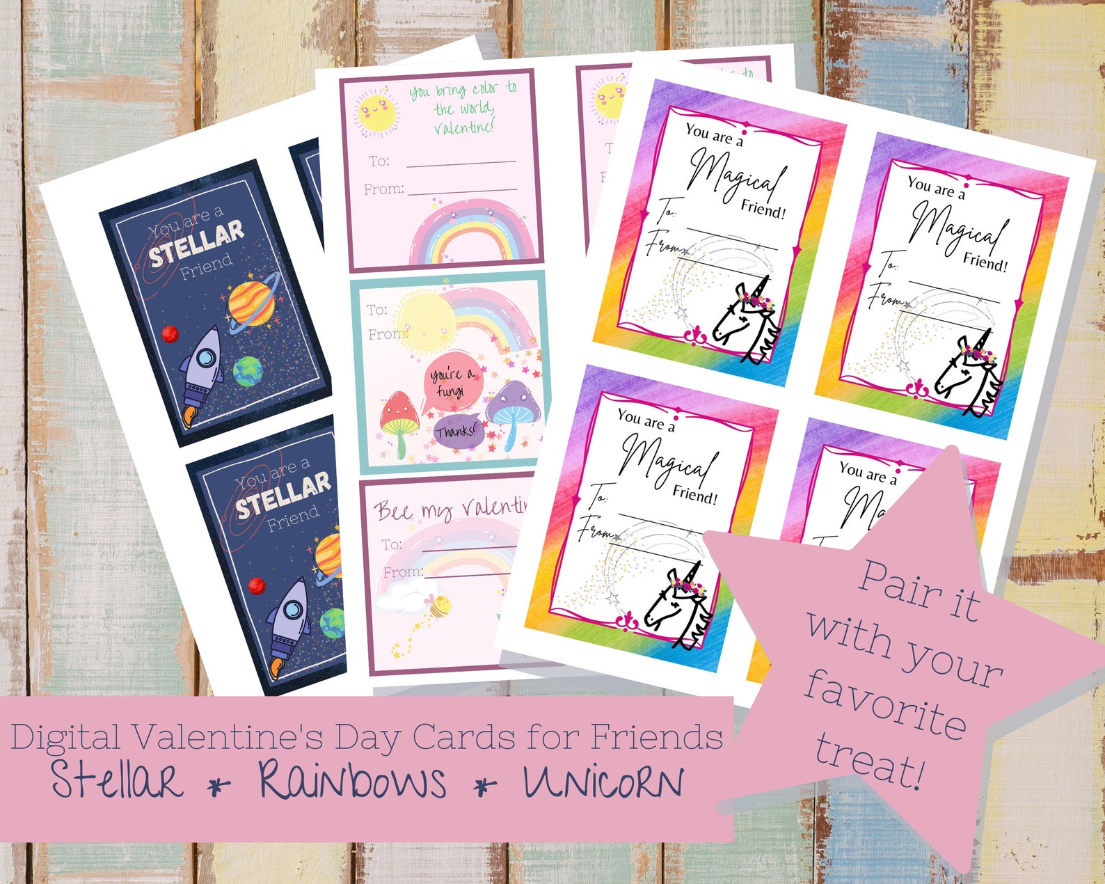 Kid's Valentines Cards for Classroom Valentines Day Cards Instant ...