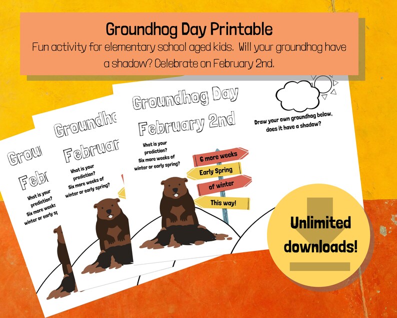 Groundhog Day Printable Instant Download and Print Groundhog Day ...