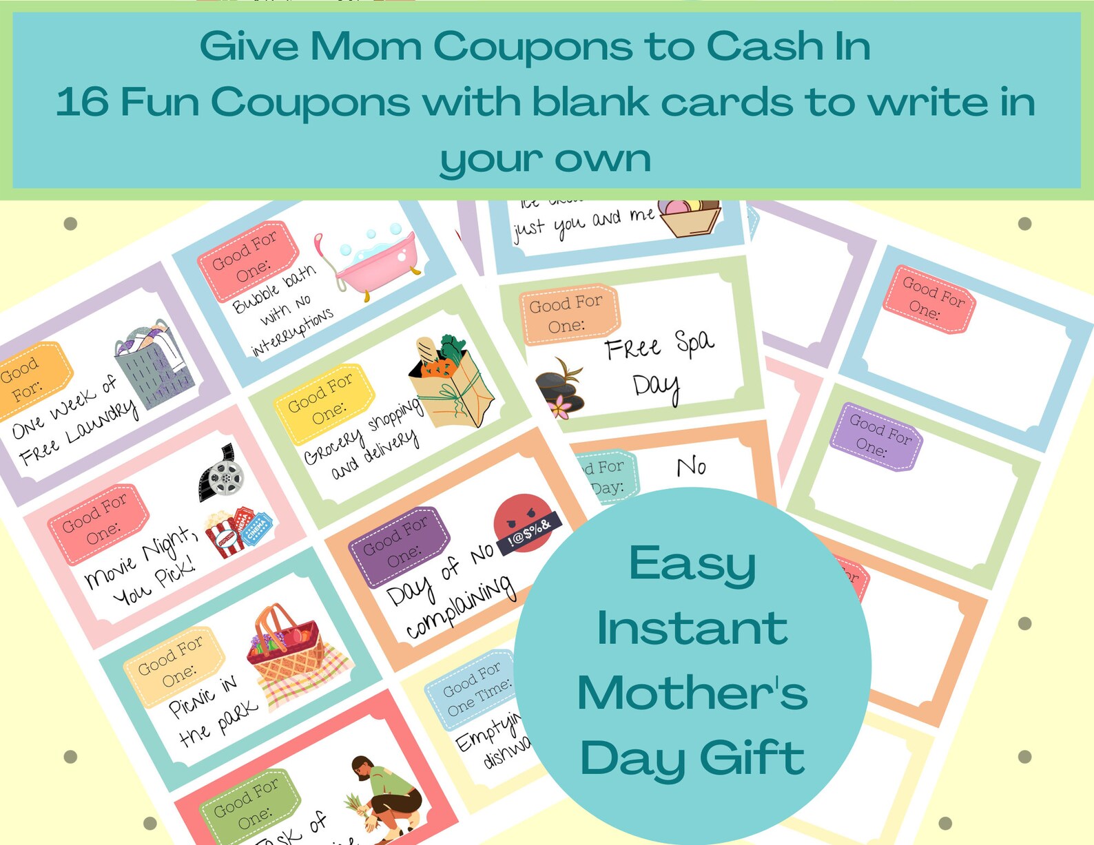 Instant Download Coupon Book for Mom Gift for Mom Printable Coupons for ...