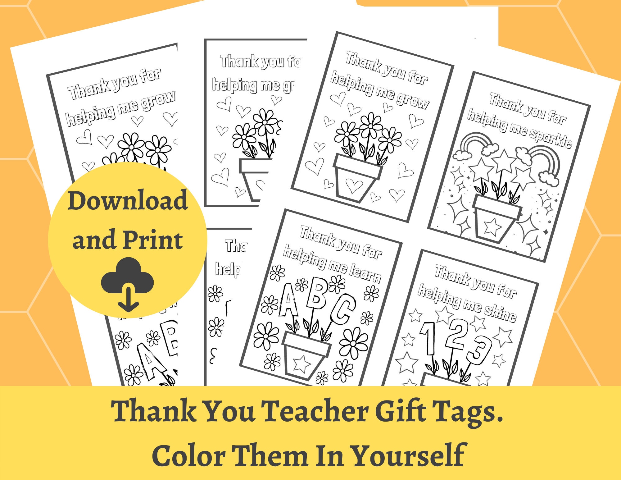 Instant Download Thank You Teacher Gift Tags Activity Elementary School ...