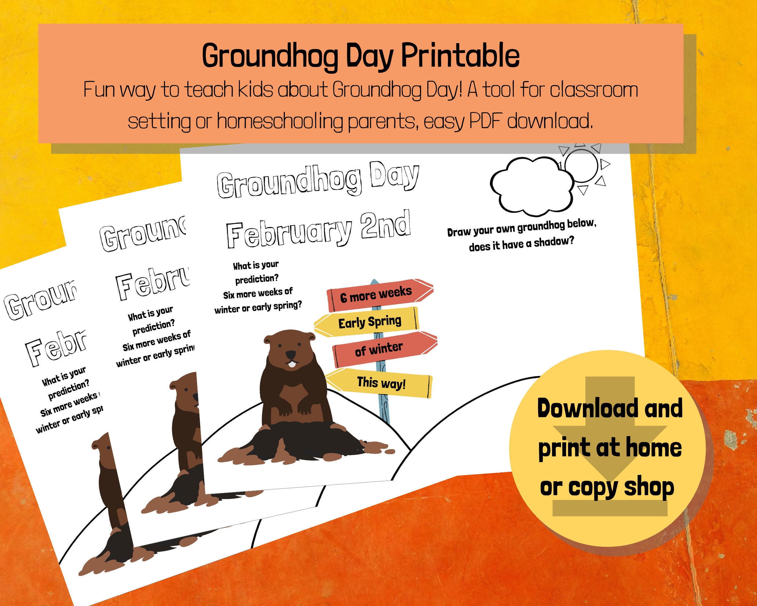 Groundhog Day Printable Instant Download and Print Groundhog Day ...