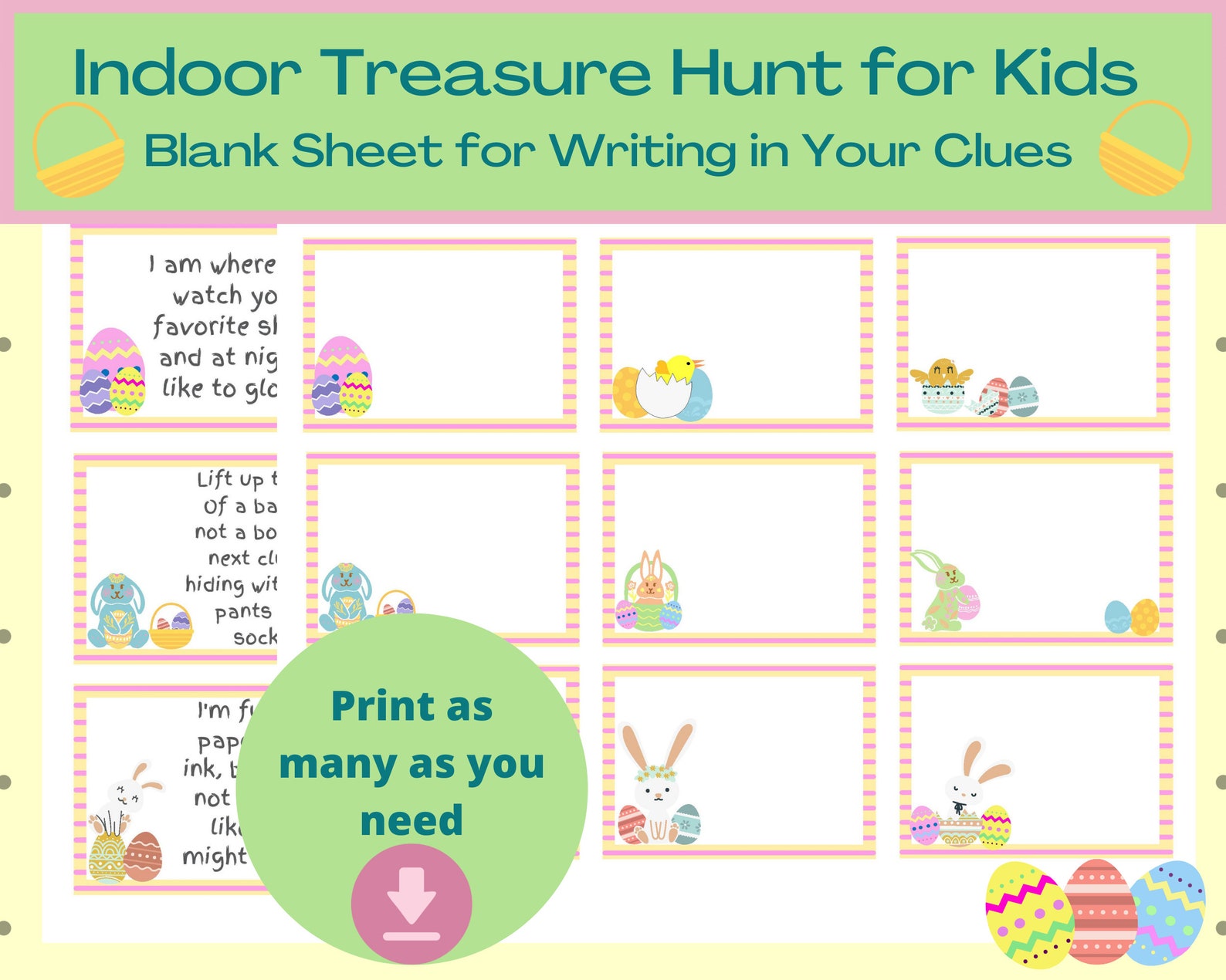 Easter Scavenger Hunt Instant Download Easter Treasure Hunt Party Game ...