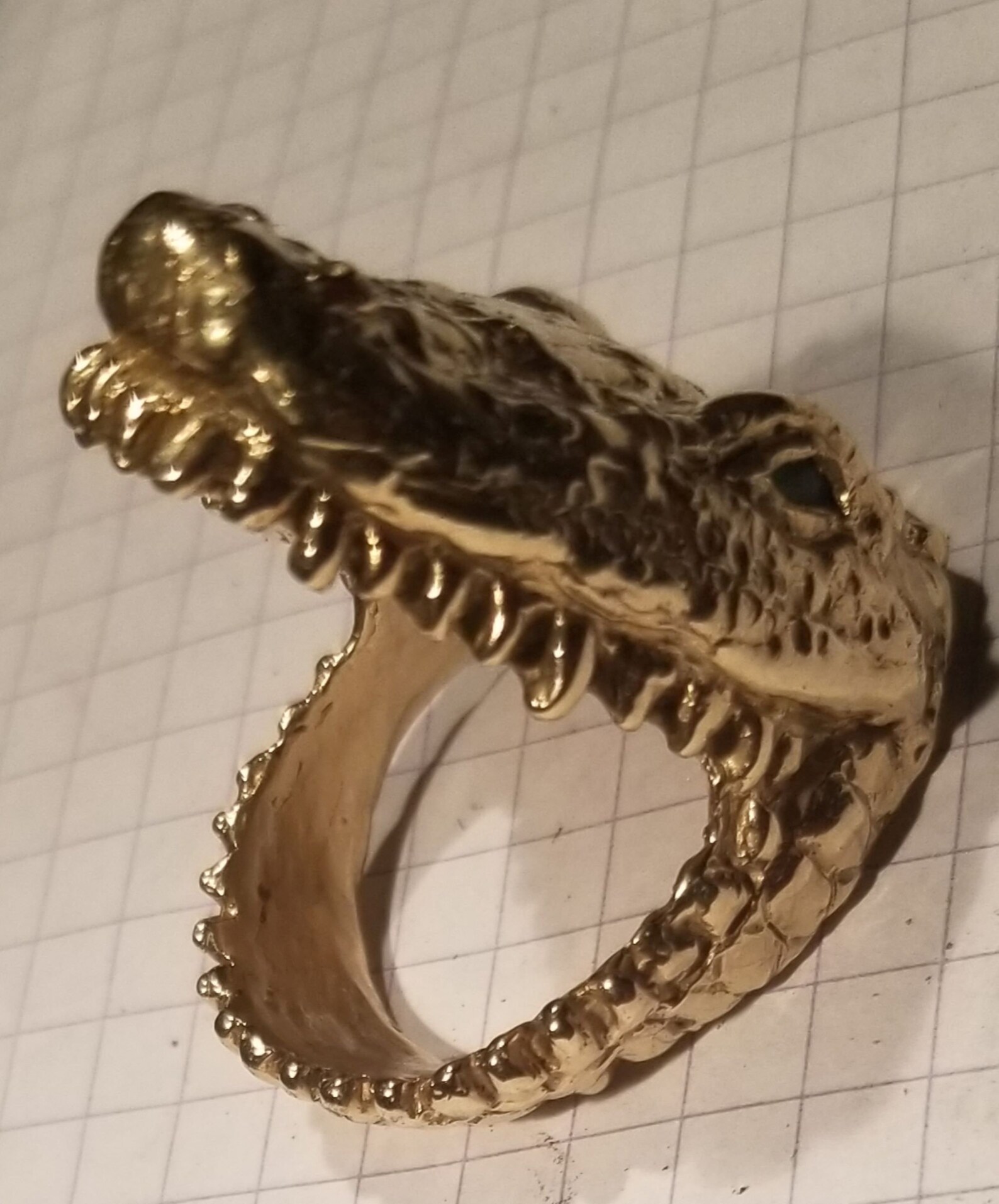 Gator Ring in 14K Gold With Emerald Eyes - Etsy