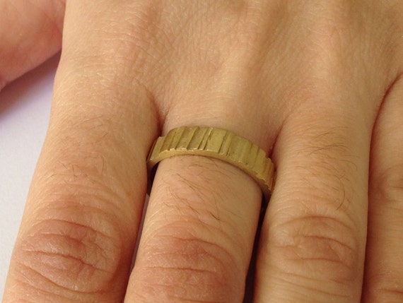 Items similar to 14K Yellow Gold Wedding Slits Ring on Etsy
