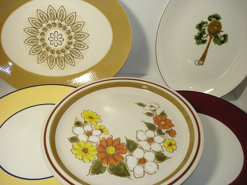 Vintage Serving Platter Plates Eclectic Set of 5 Retro Stoneware - Etsy