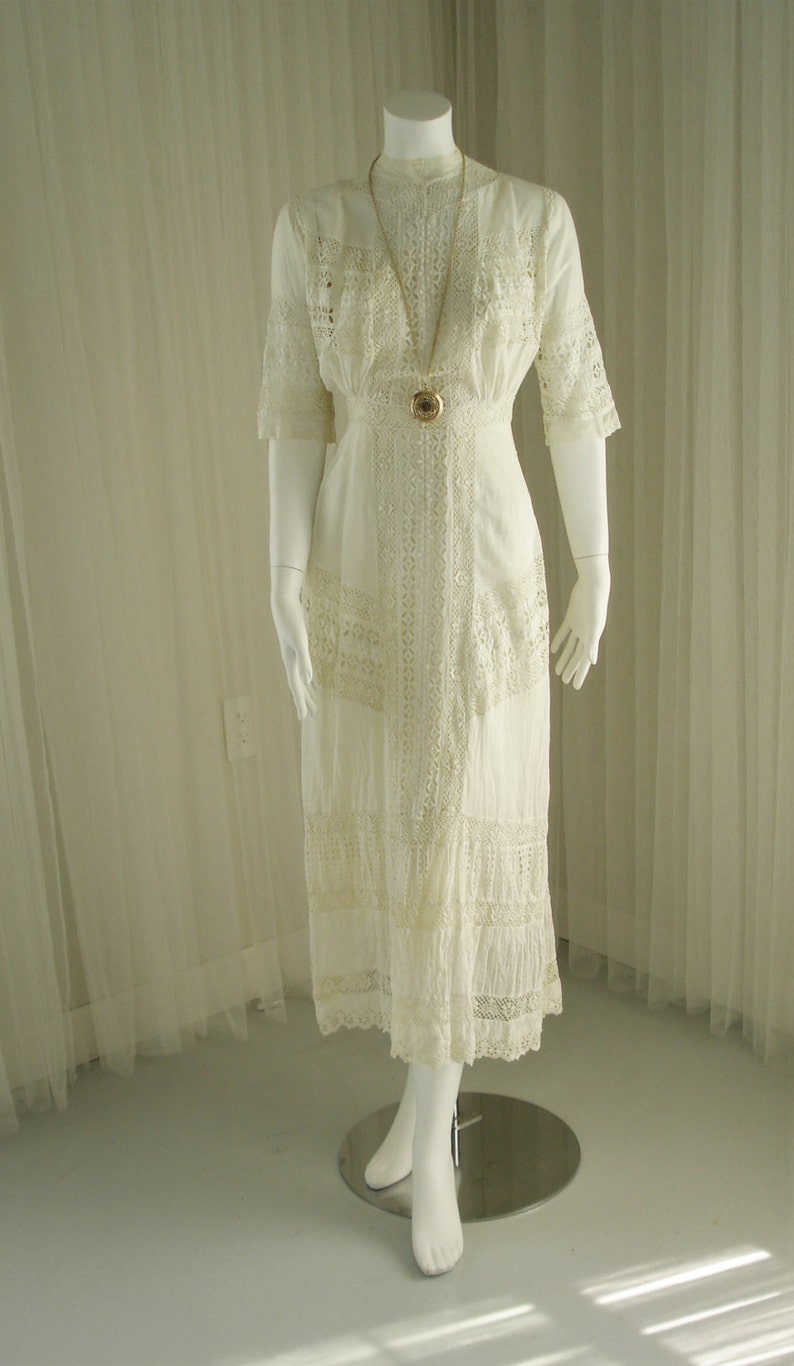 Tambour Lace Irish Crochet Antique Handmade 1900 Tea Length Vintage ...