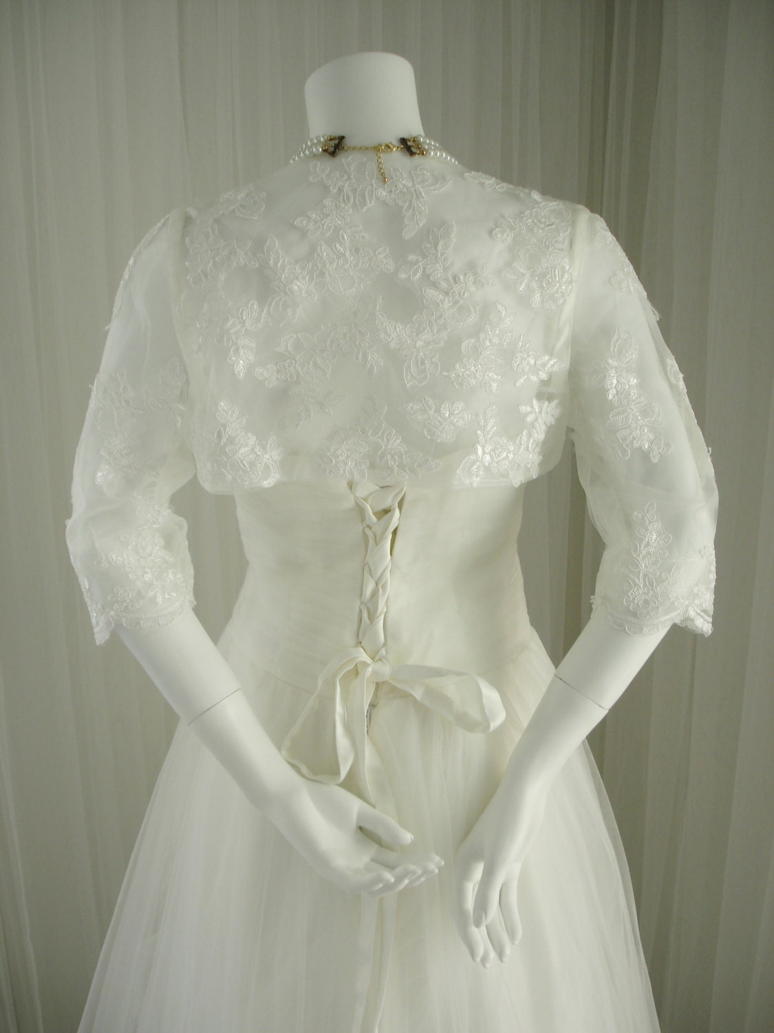 Custom Made Netted Wedding Dress With Matching Lace Bolero - Etsy