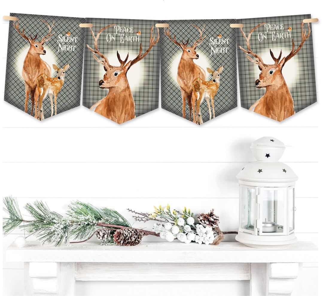 Christmas Bunting,christmas Garland,christmas Stags Bunting,8 Flags ...