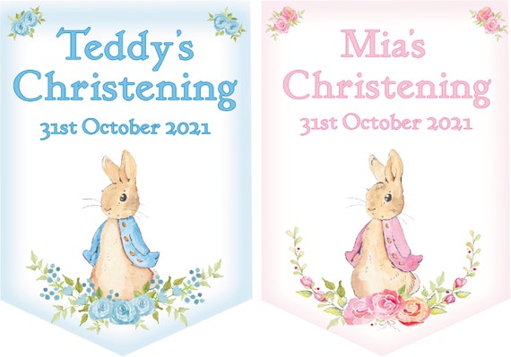 Personalised Peter Rabbit Christening Bunting for Boy or - Etsy
