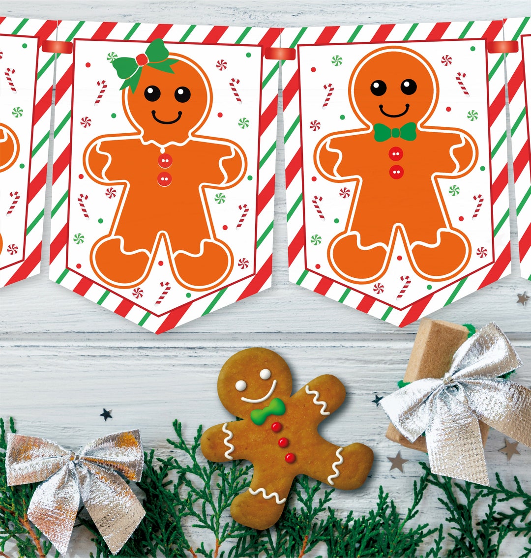 Gingerbread Man Christmas Bunting,christmas Garland,gingerbread Man ...