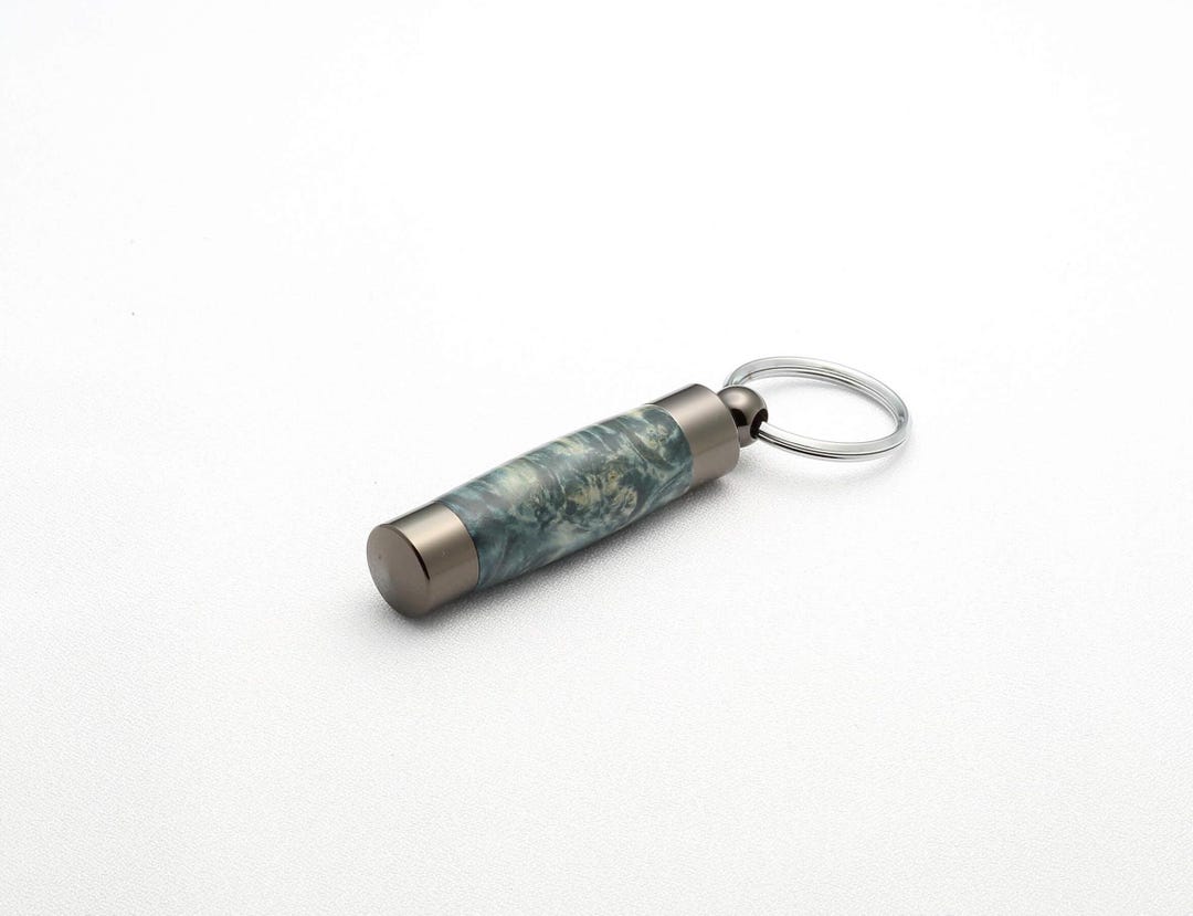 Wood Keychain - Consecrated Oil Vial -blue Dyed Box Elder Burl - With ...