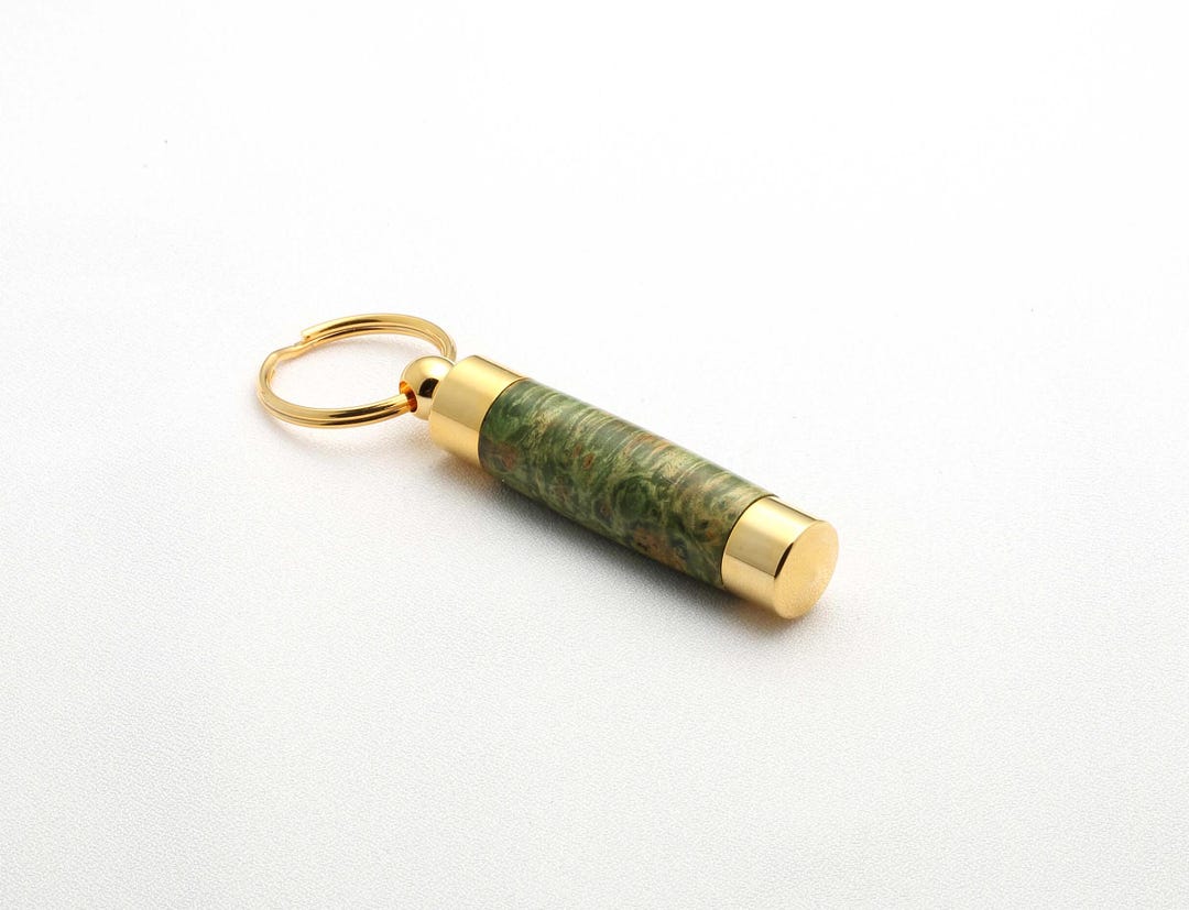 Wood Key Chain - Consecrated Oil Vial -green Box Elder Burl - With Easy ...