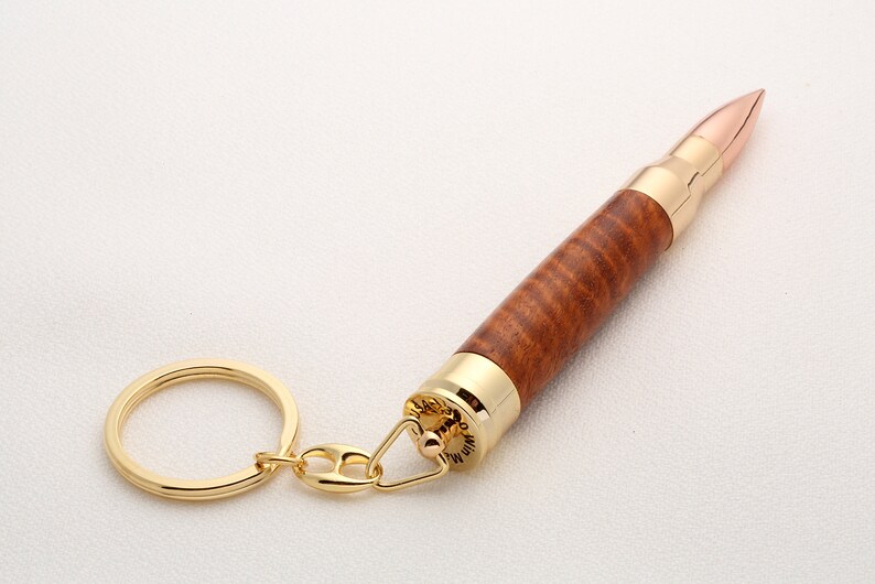 300 Magnum Bullet Key Chain - Australian Burl With Secret Compartment ...