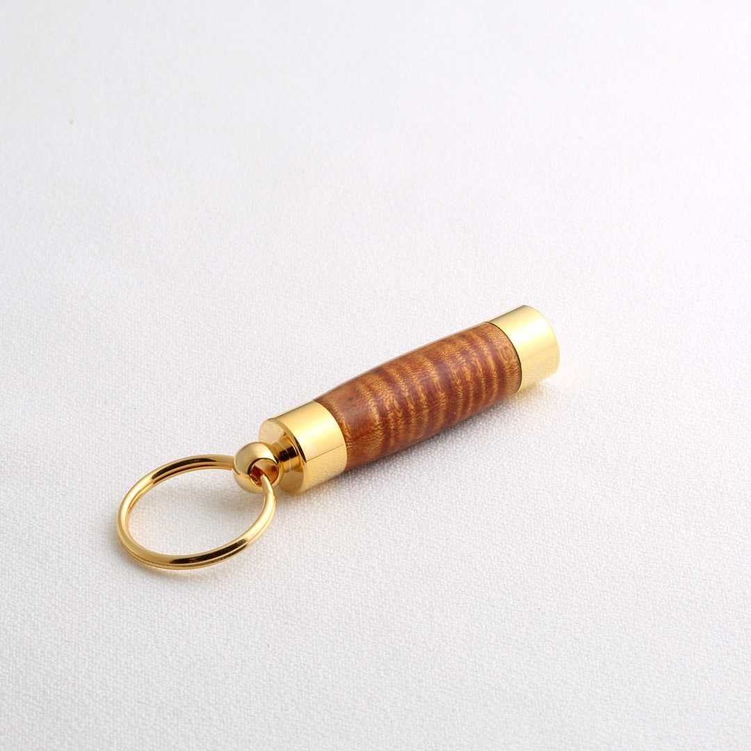 Wood Keychain Consecrated Oil Vial Brown Dyed Curly Maple With Easy ...