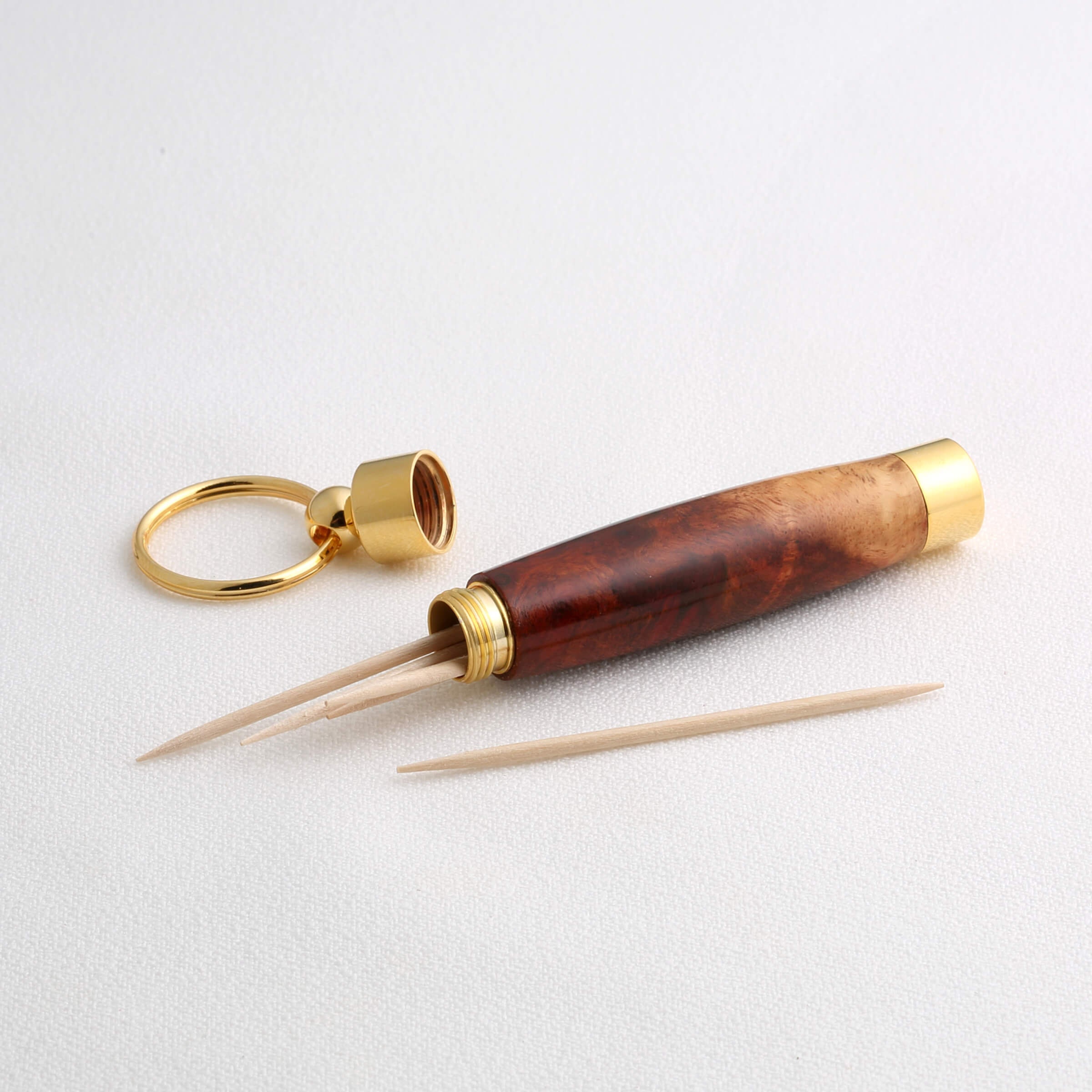 Keychain Amboyna Burl Wood Secret Compartment Key Chain Needle Case ...